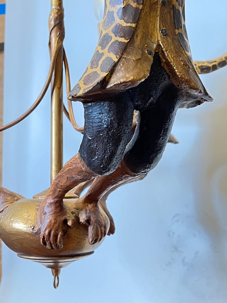 Bill Huebbe Figural Monkey Six-Light Chandelier at 1stDibs