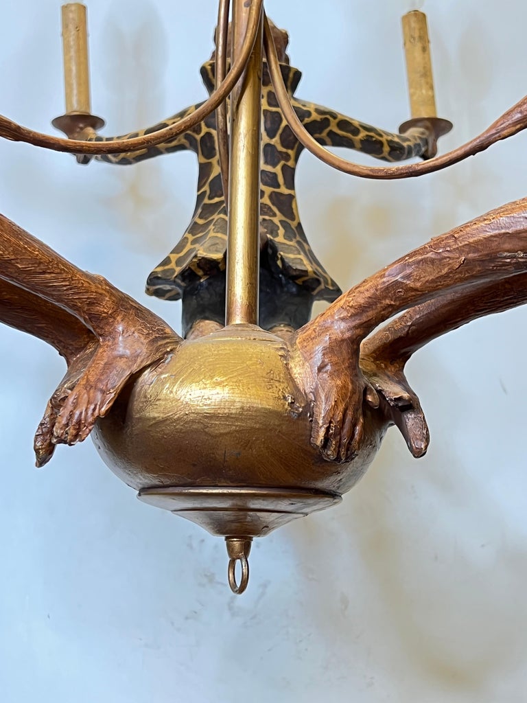 Bill Huebbe Figural Monkey Six-Light Chandelier at 1stDibs