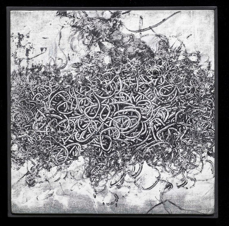Bill Maggio - Small Contemporary Black and White Texture Oil Painting ...
