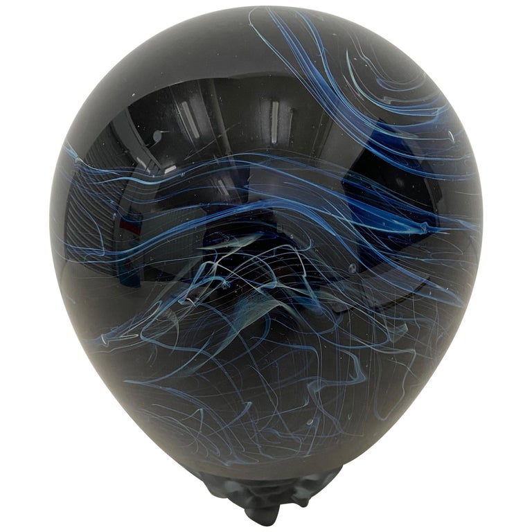 Bill Slade "Modern Blue Swirl" Art Glass Sculpture, circa 1990 For Sale ...