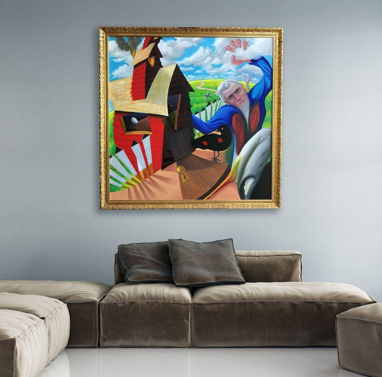 Bill Stone - BURNING HOUSE, Painting, Oil on Canvas For Sale at 1stDibs