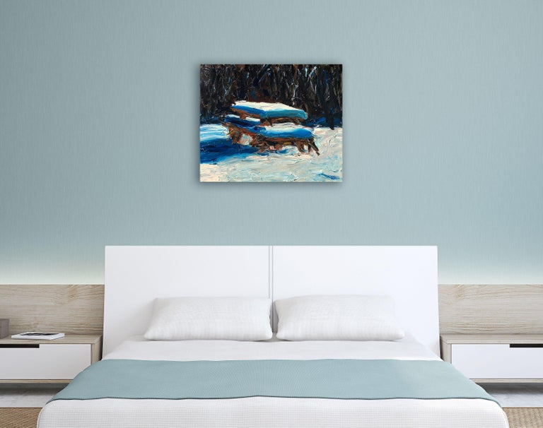 Bill Stone - SNOW PICNIC, Painting, Oil on Canvas For Sale at 1stDibs