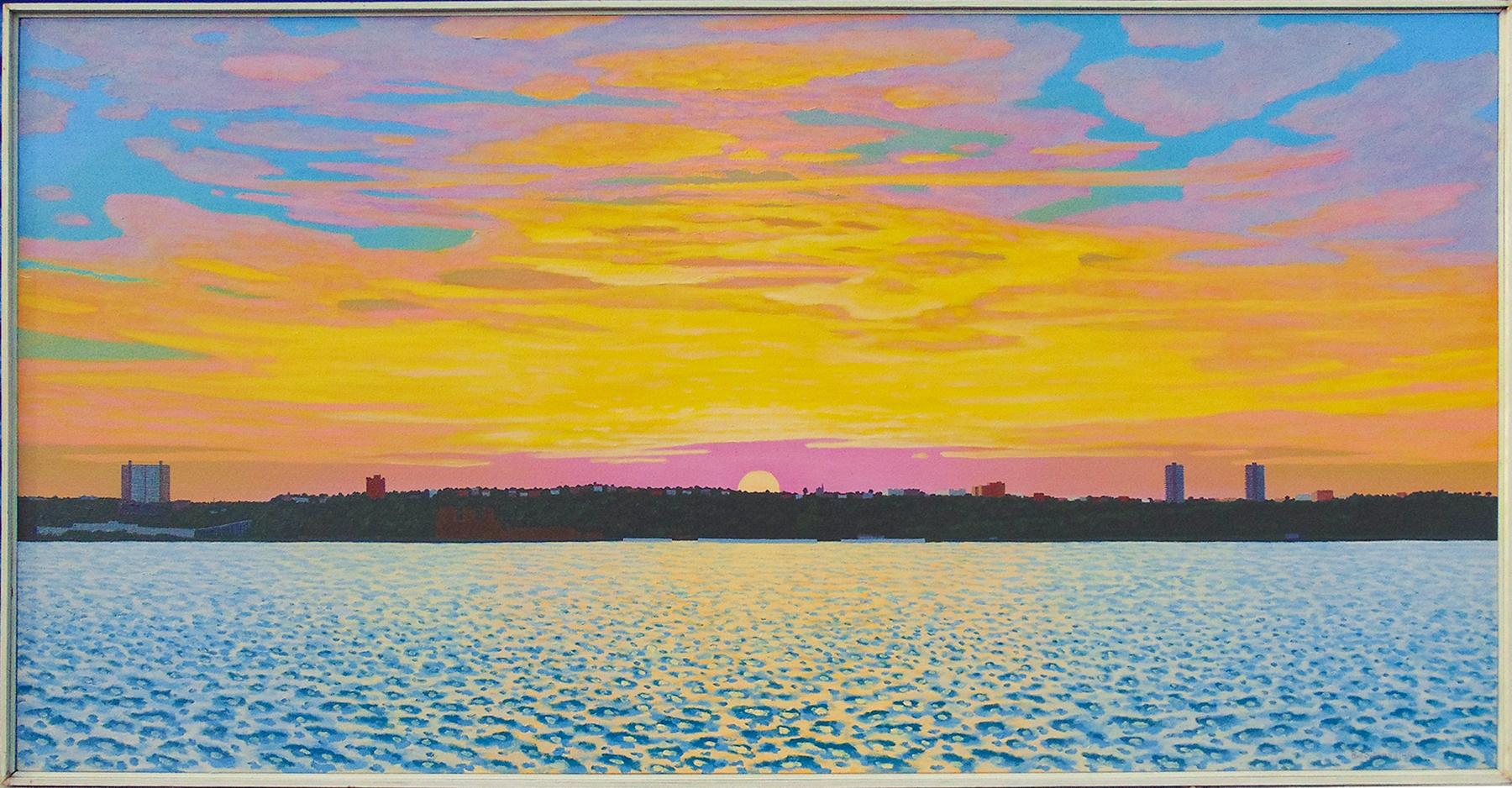 Bill Sullivan - New Jersey Skyline from Manhattan (Oil Landscape Of ...