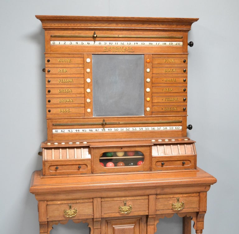 Billiard Snooker POOL Scoring Cabinet Oak Victorian, 1880 For Sale at ...