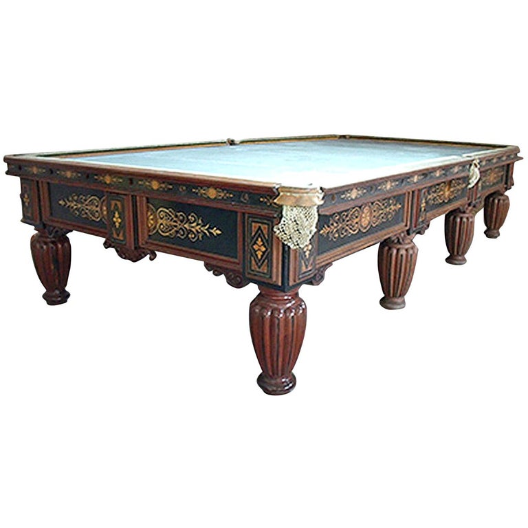 Billiard Snooker POOL Table Carved and Inlaid Walnut, Cox and Yeman of ...