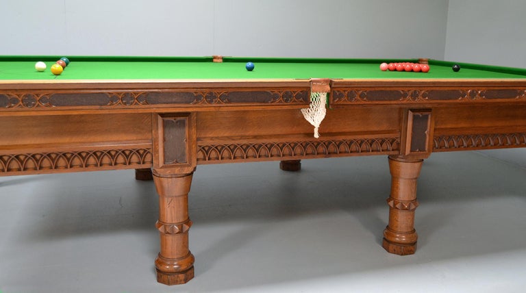 Billiard Snooker Pool Table Gothic Revival Carved Oak Orme Manchester ...