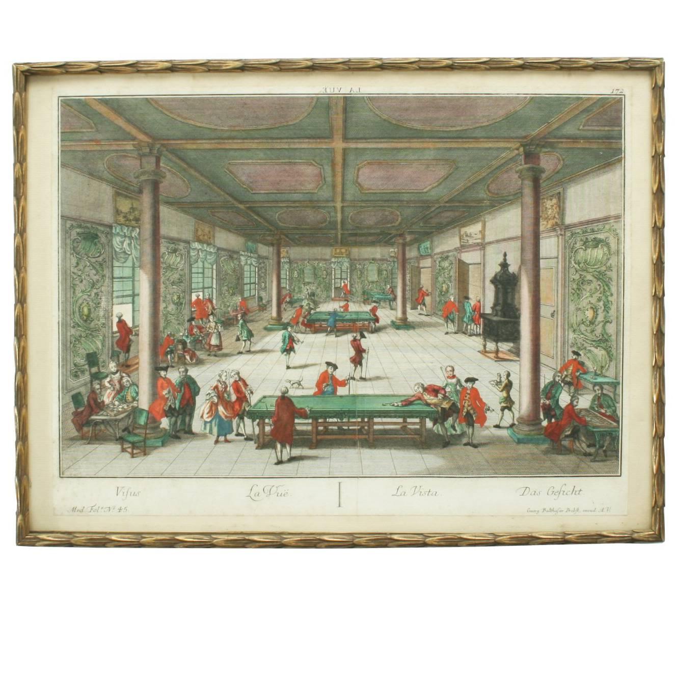 Billiards Etching at 1stDibs