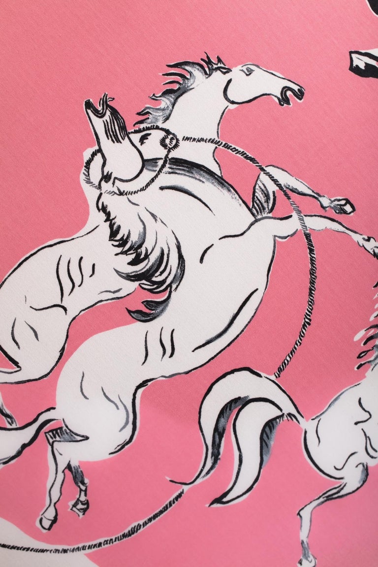 Billy Baldwin Custom Pouf Ottoman with Pierre Frey Pink Lasso Fabric c ...