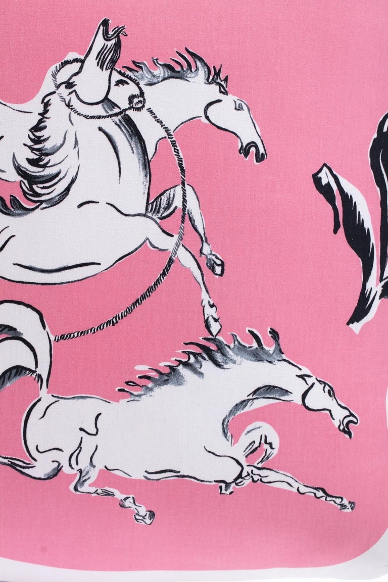 Billy Baldwin Custom Pouf Ottoman with Pierre Frey Pink Lasso Fabric c ...