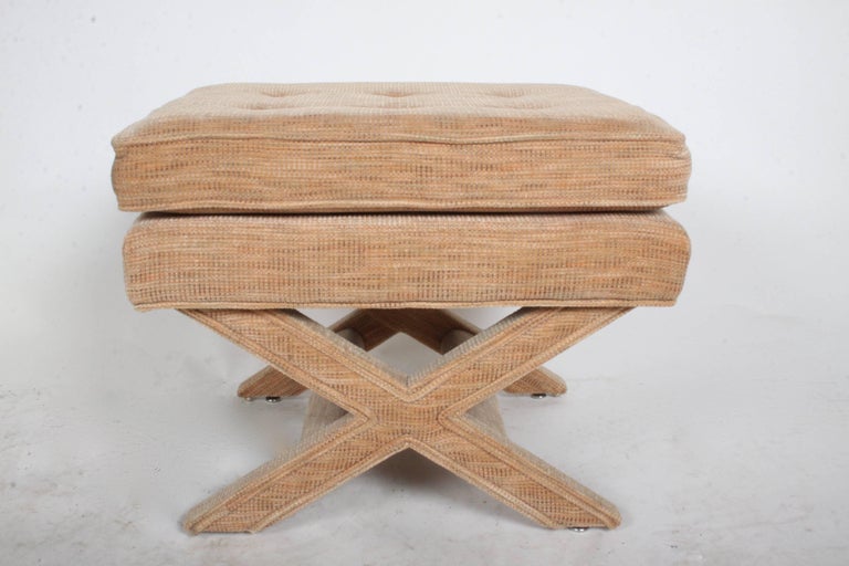 Hollywood Regency Billy Baldwin Style X-Base Stool or Ottoman at ...