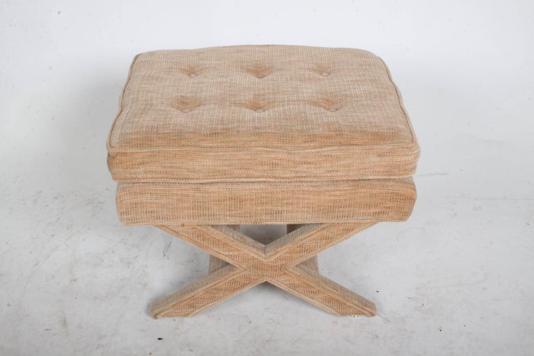 Hollywood Regency Billy Baldwin Style X-Base Stool or Ottoman at ...