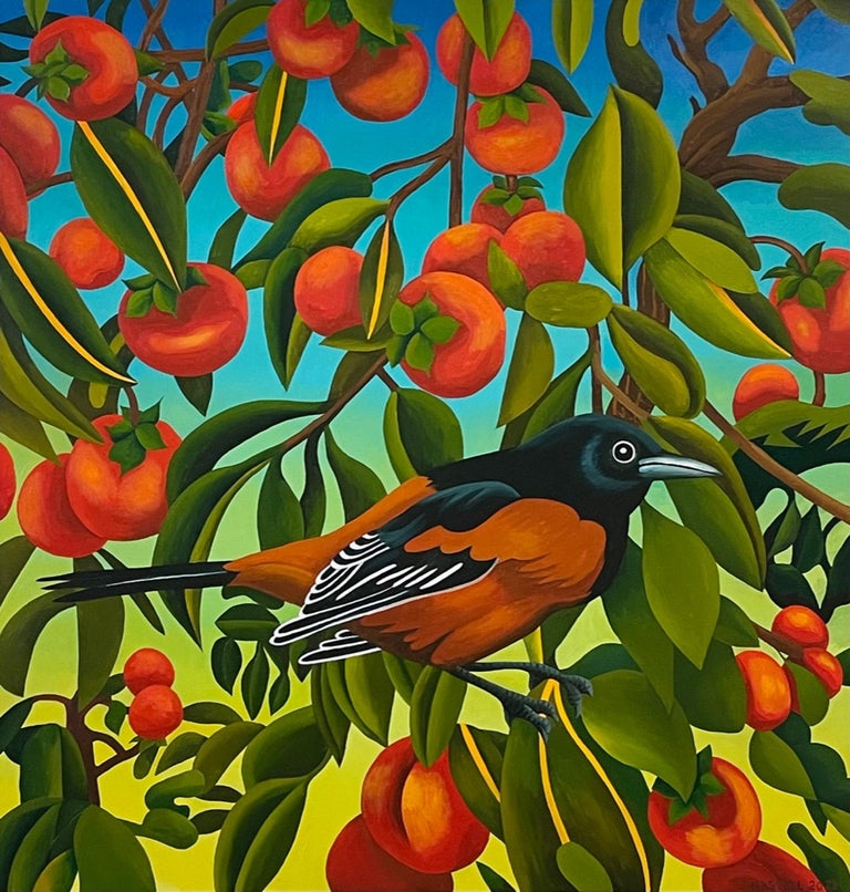 Billy Hassell - Orchard Oriole with Persimmons For Sale at 1stDibs