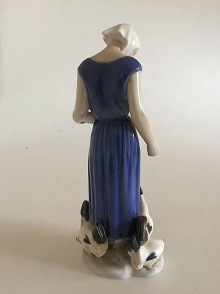 Bing and Grondahl Figurine of Woman Feeding the Chickens #2220 For Sale ...