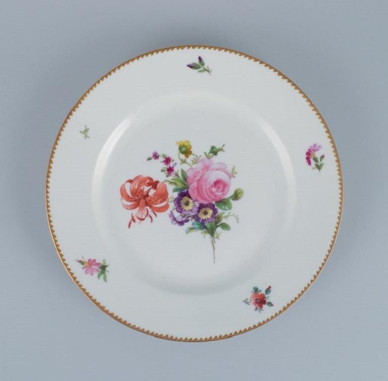 Bing and Grøndahl, six Saxon Flower dinner plates in porcelain. For ...