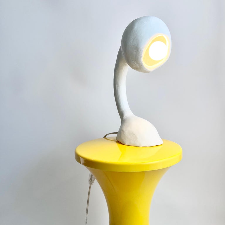 Biomorphic Line by Studio Chora, Accent Table Lamp, White Lime Plaster ...