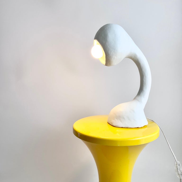 Biomorphic Line by Studio Chora, Accent Table Lamp, White Lime Plaster ...