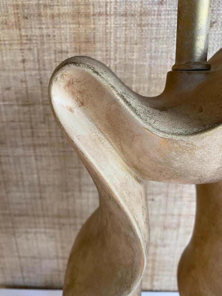 Biomorphic Post-Modern Freeform Ribbon Motif Plaster Table Lamp by Jaru ...