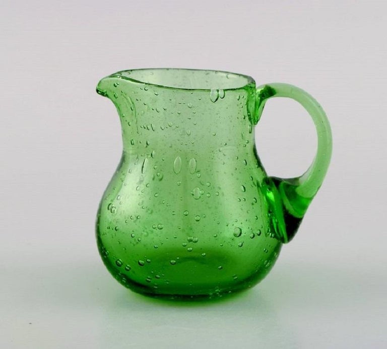Biot, France, Two Decanters, Six Glasses and Two Small Jugs in Green ...