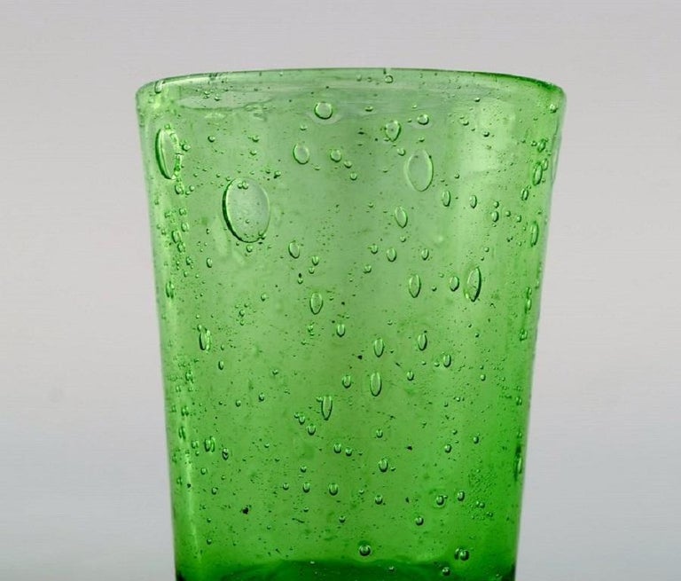 Biot, France, Two Decanters, Six Glasses and Two Small Jugs in Green ...
