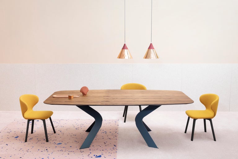 Customizable Bipede Dining Table in Steel Base, Black Varnish, by ...