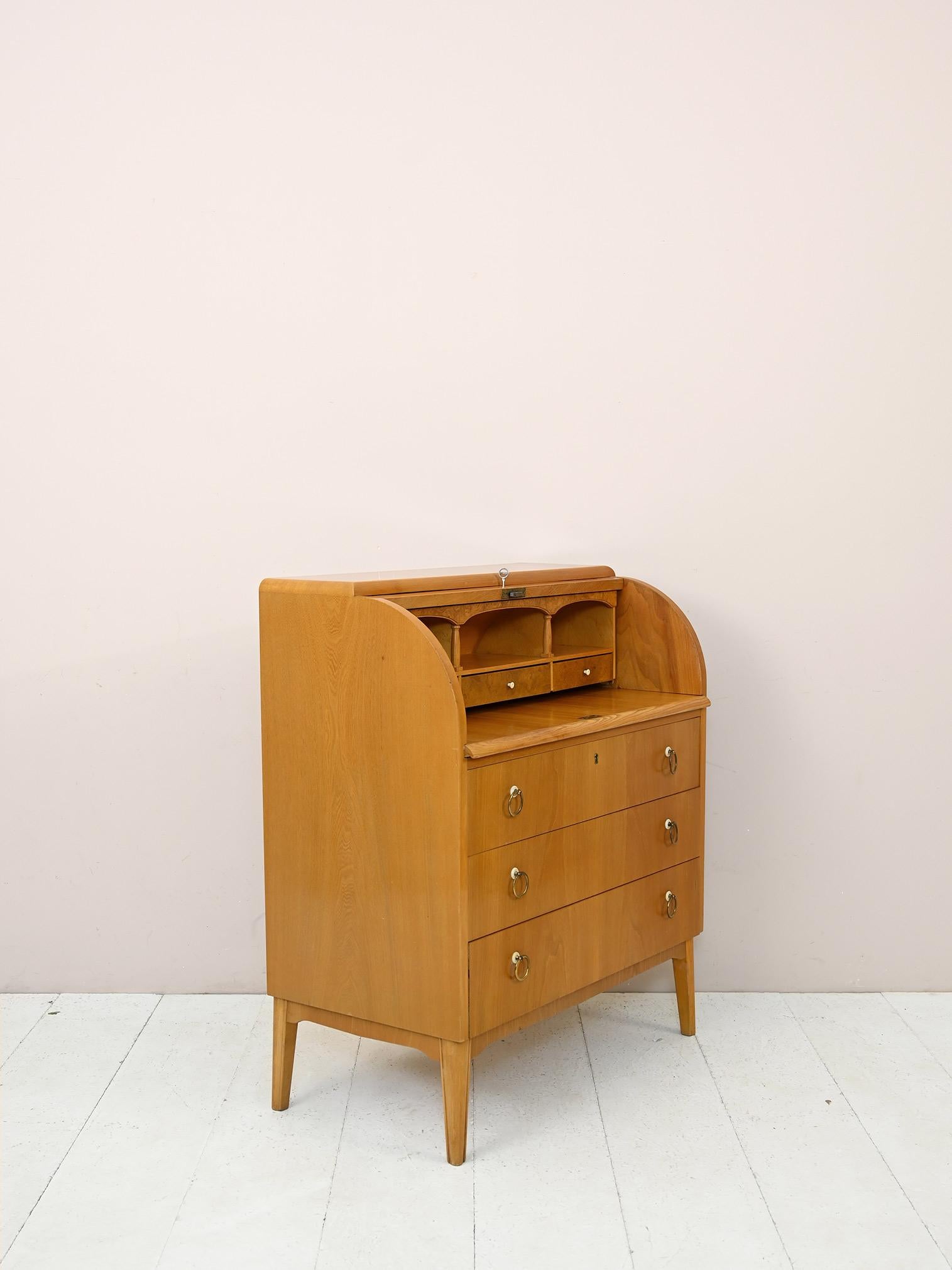 Birch Secretaire with Desk 'Pull-Out Top' For Sale at 1stDibs