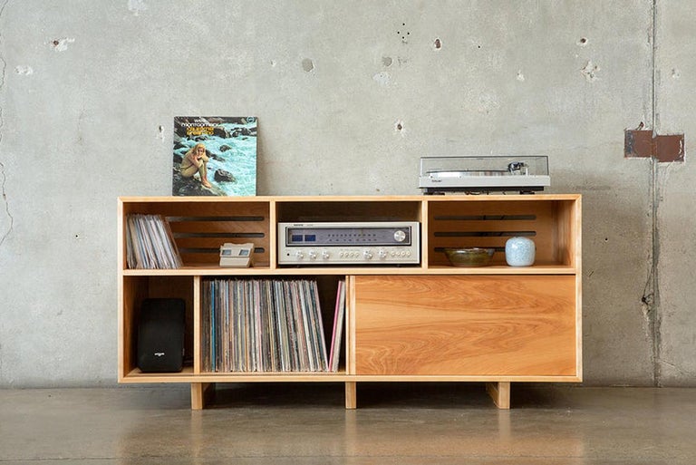 Birch Stereo Cabinet, Mid-Century Modern Inspired Credenza, Vinyl Hifi ...