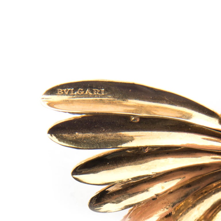 Bird Brooch, 18 Karat Yellow Gold Platinum and Diamond by Bulgari For ...