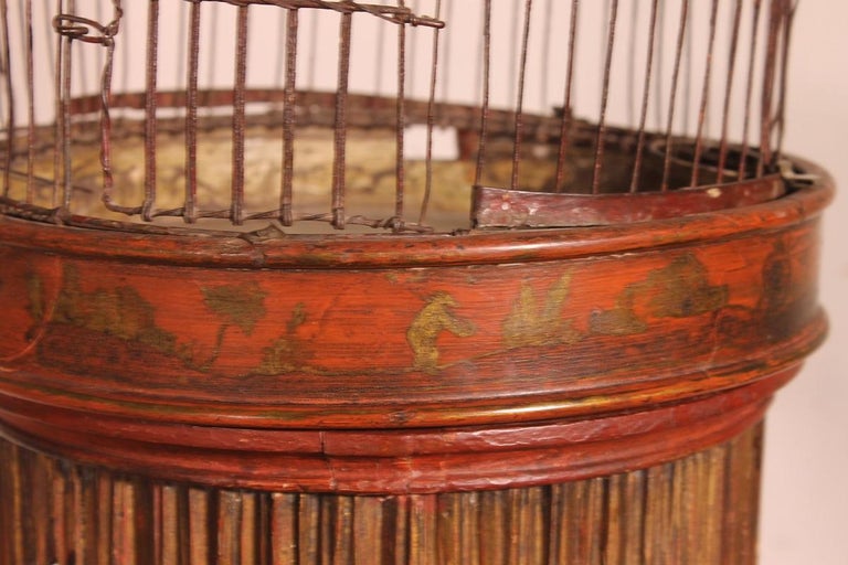 Bird Cage on Stand with Chinese Decor, 19 ° Century For Sale at 1stDibs