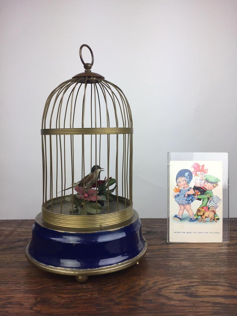 Bird Cage with Singing Bird Automaton, Europe, Mid-20th Century at 1stDibs