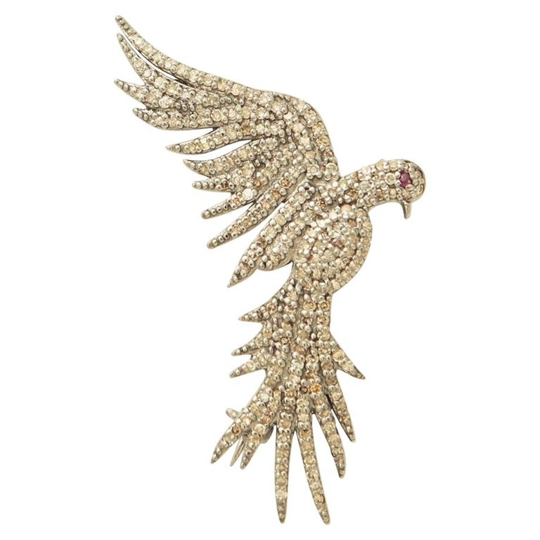 Bird Diamond Brooch For Sale at 1stDibs
