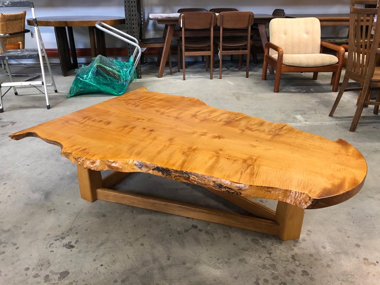 Bird's-Eye Maple Modern Live Edge Slab Coffee Table at 1stDibs