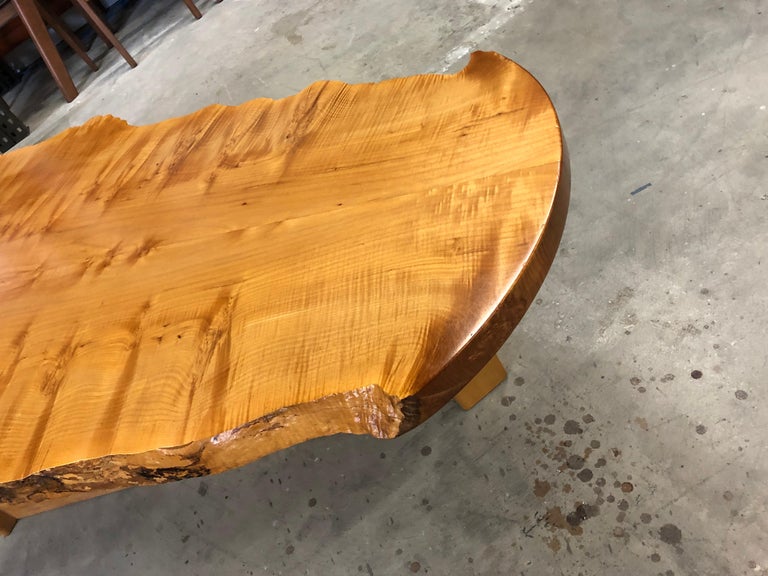 Bird's-Eye Maple Modern Live Edge Slab Coffee Table at 1stDibs