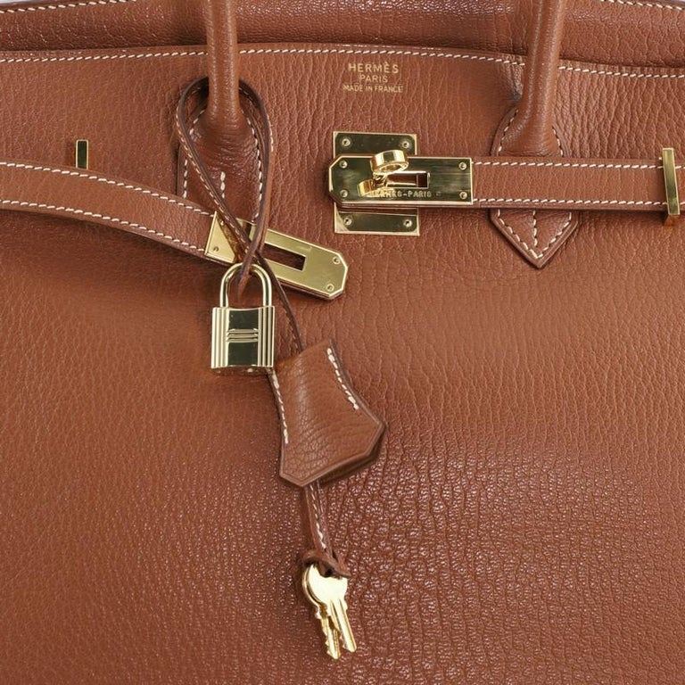Birkin Handbag Cognac Chevre de Coromandel with Gold Hardware 35 at 1stDibs