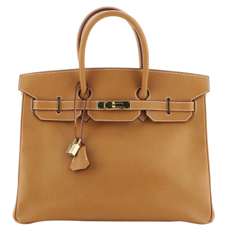 Birkin Handbag Natural Ardennes with Gold Hardware 35 at 1stDibs