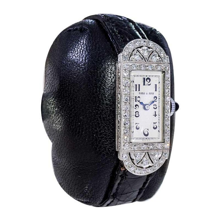 Birks and Sons Platinum Ladies Art Deco Diamond Dress Watch from 1930's ...