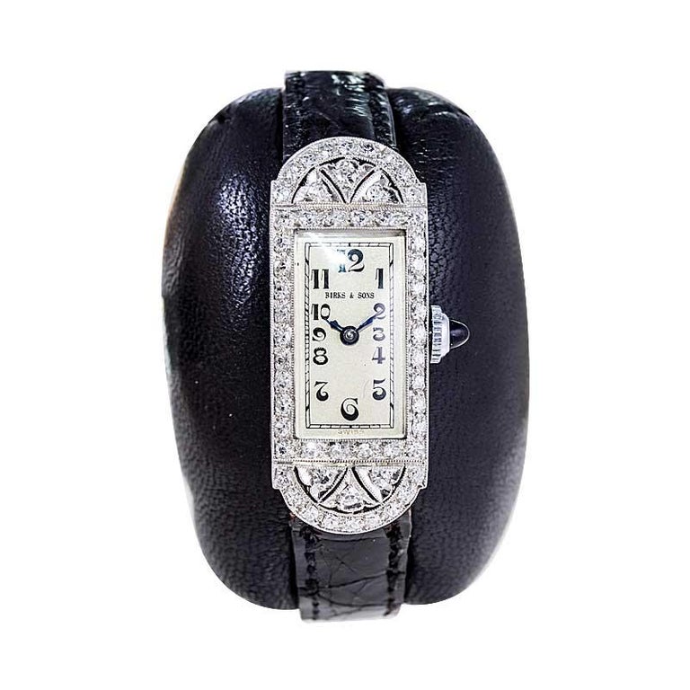 Birks and Sons Platinum Ladies Art Deco Diamond Dress Watch from 1930's ...