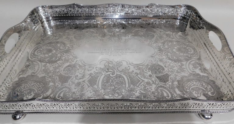Birks English Military Commemoration Regency Silver Plate Tray at 1stDibs