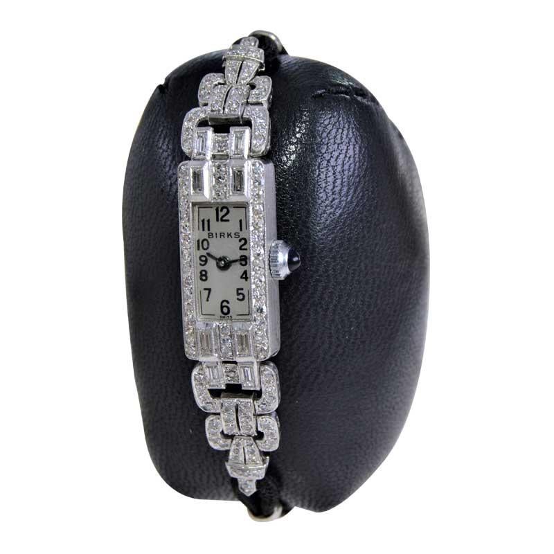 Birks of Canada Platinum Art Deco Ladies Watch Set with Diamonds circa ...
