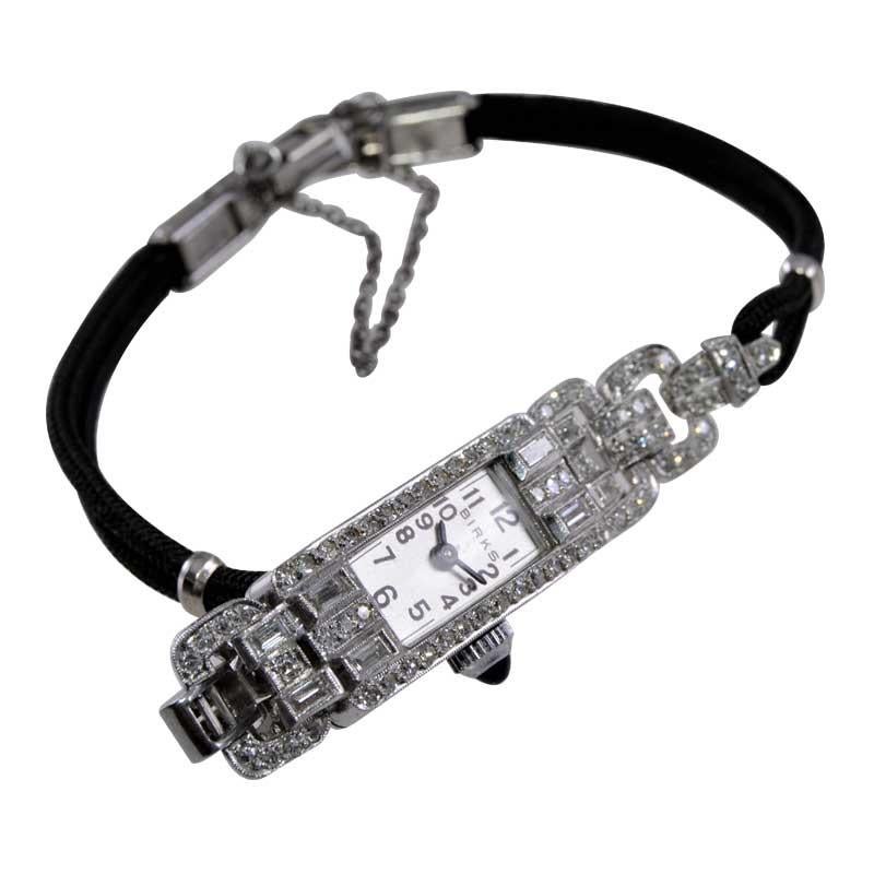 Birks of Canada Platinum Art Deco Ladies Watch Set with Diamonds circa ...