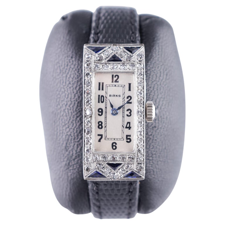 Birks Platinum Art Deco Ladies Diamond and Sapphire Dress Watch from ...