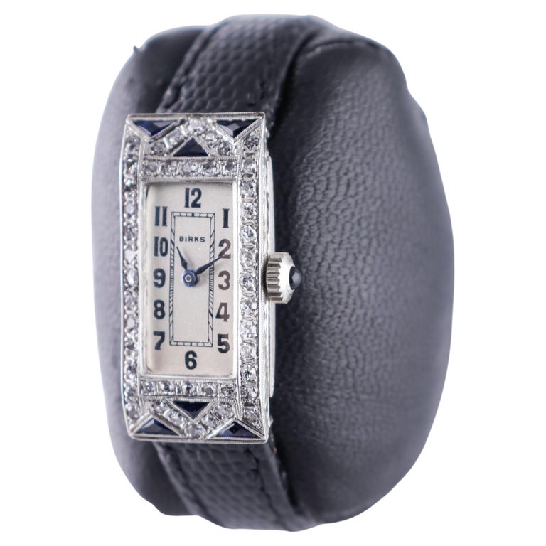 Birks Platinum Art Deco Ladies Diamond and Sapphire Dress Watch from ...