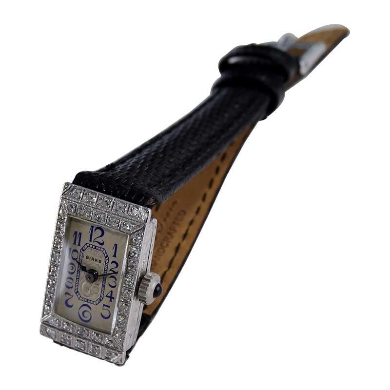 Birks Platinum Art Deco Ladies Watch with Kiln Fired Blue Enameled Dial ...