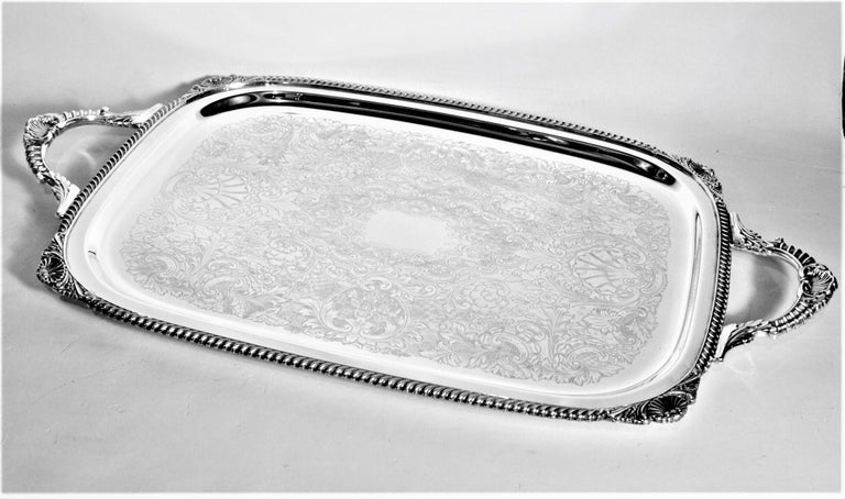 Birks Regency Silver Plated Serving Tray with Ornate Handles and ...