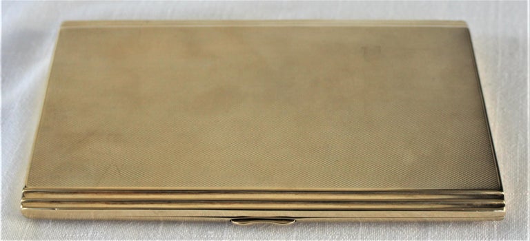 Birks Solid 9-Karat Yellow Gold Cigarette Case with Blue Outer Leather ...