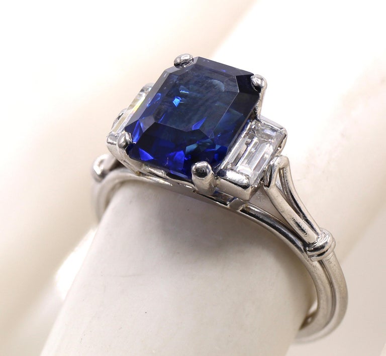 Birks and Sons Art Deco Burma Sapphire Diamond Platinum Ring For Sale ...
