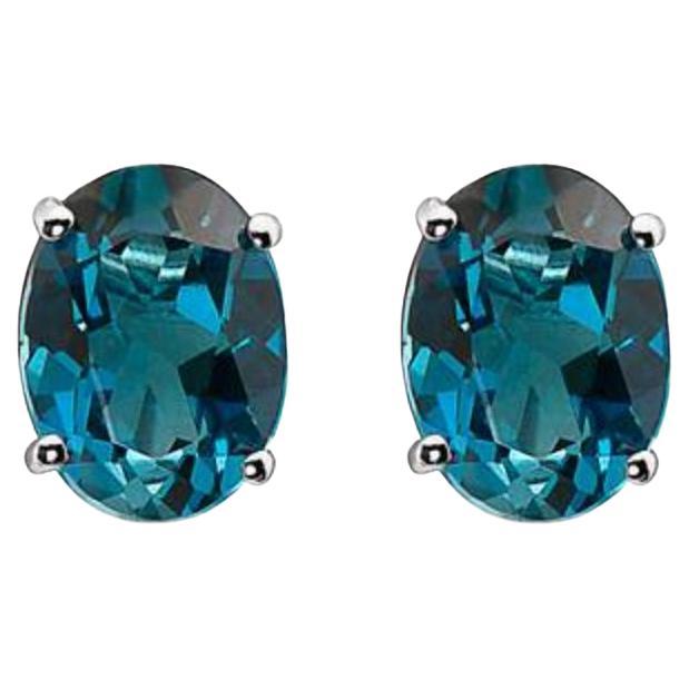 Birthstone Earrings Featuring Sea Blue Aquamarine Set in 14K Vanilla ...