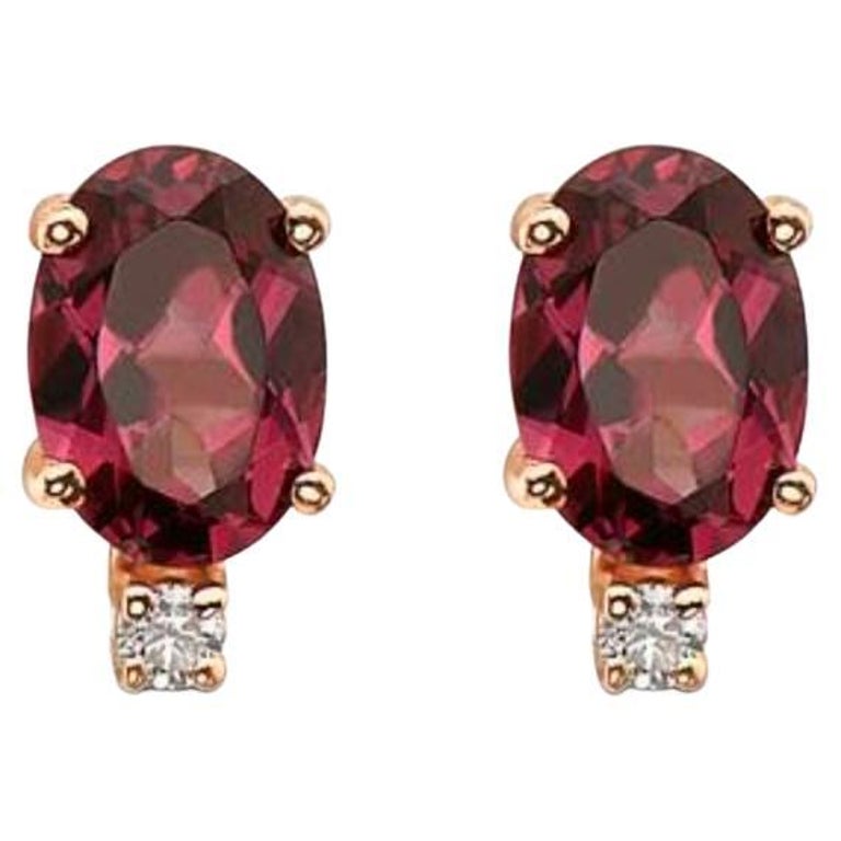 Birthstone Earrings Featuring Raspberry Rhodolite Nude Diamonds Set in ...