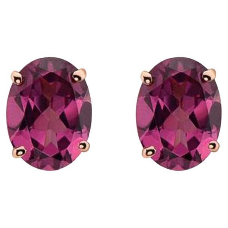 Birthstone Earrings Featuring Raspberry Rhodolite Set in 14K Strawberry ...
