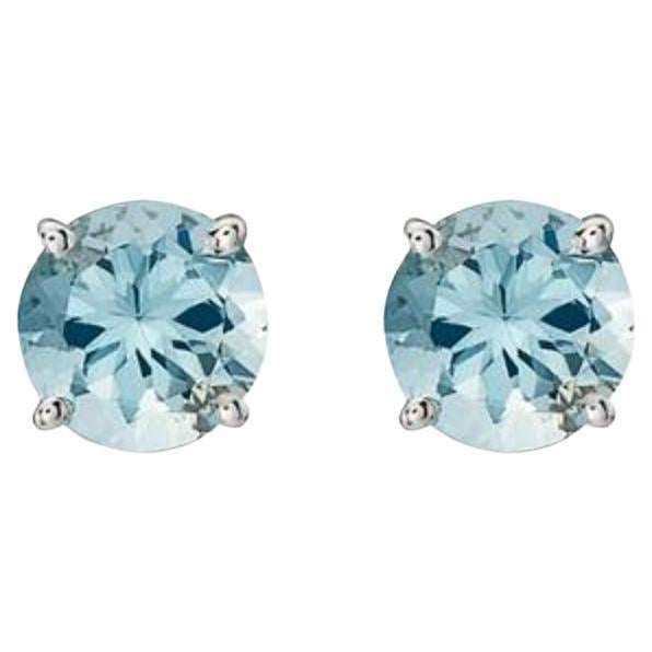 Birthstone Earrings Featuring Sea Blue Aquamarine Set in 14K Vanilla ...