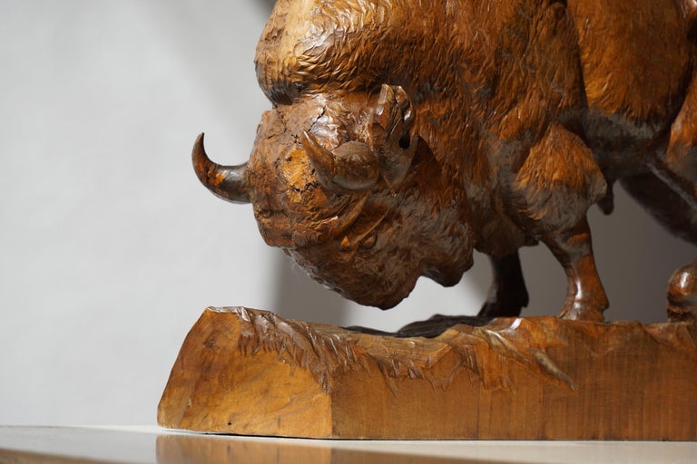 Bison Sculpture in Wood at 1stDibs